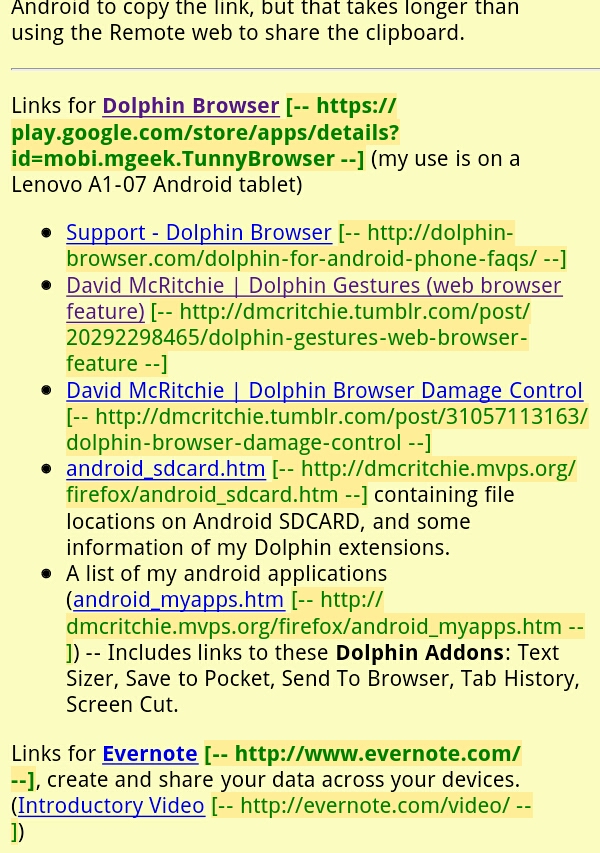 Results from invoking the " HREF: " Bookmarklet showing all of links in ...